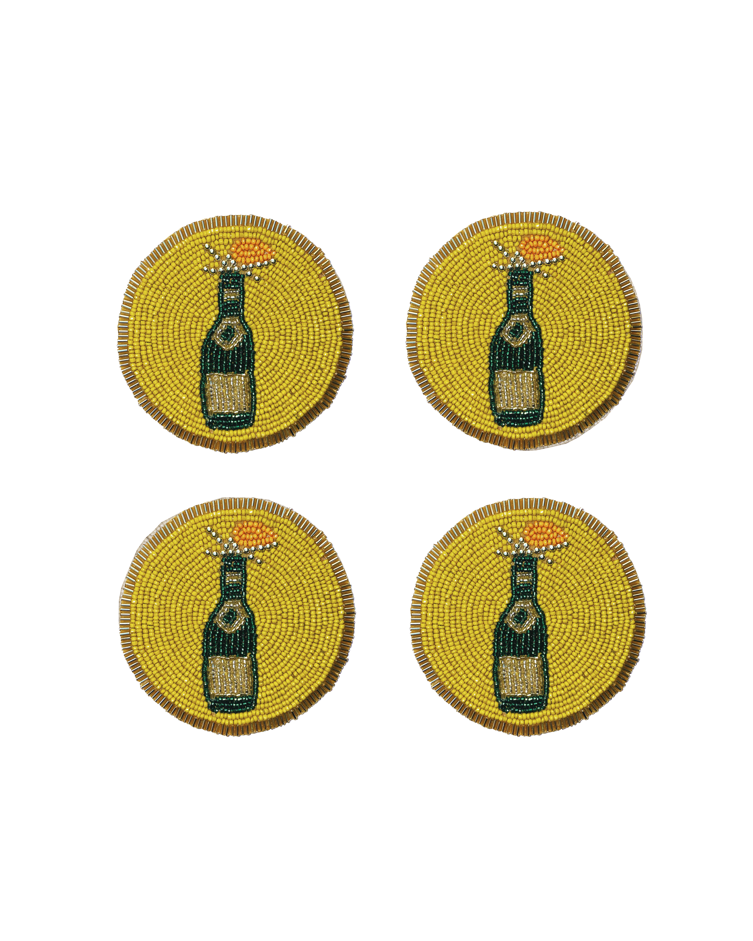 CHAMPAGNE COASTER 4 PCS SET CHAMPAGNE | RUBY