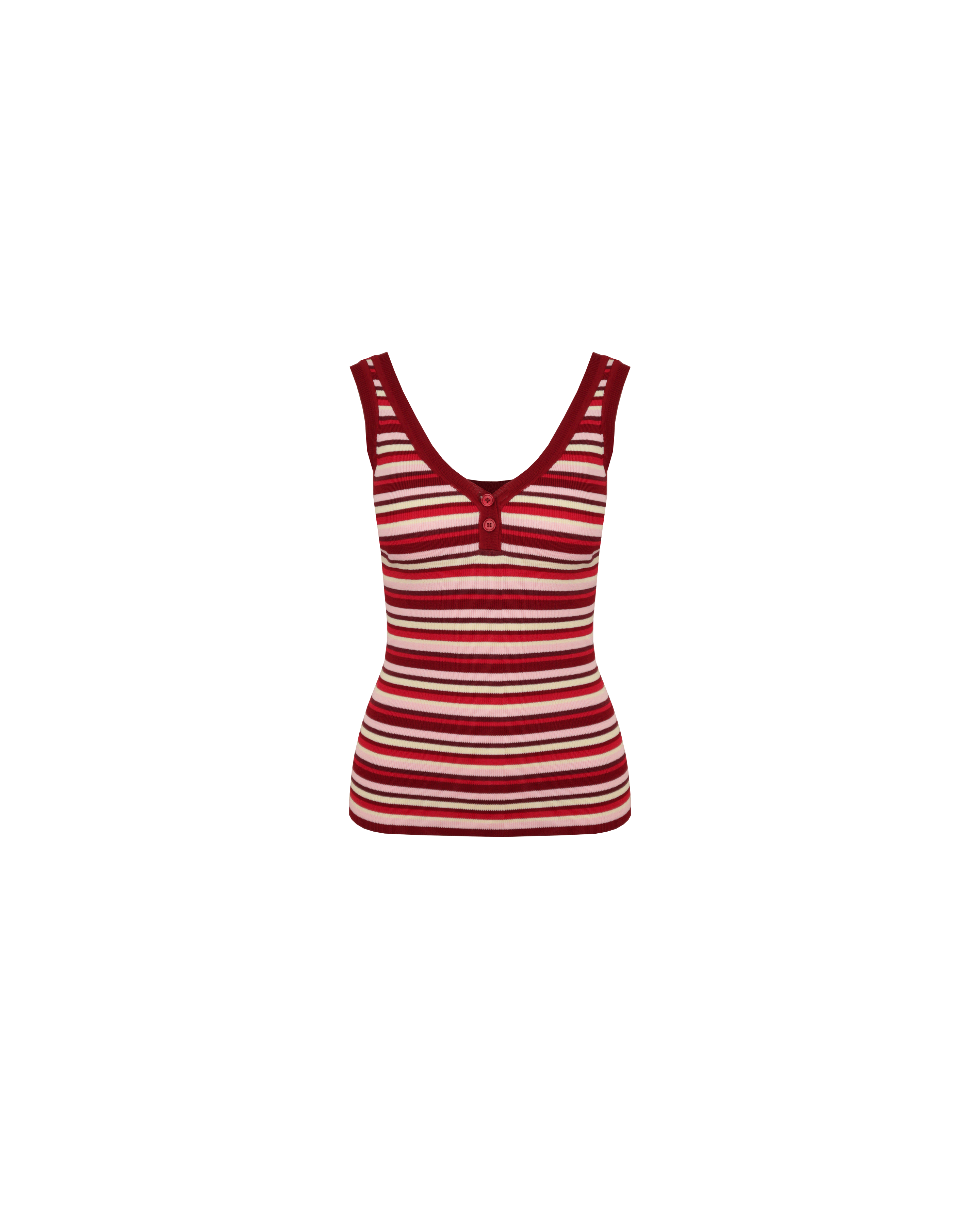 MILLA TANK BURGUNDY PINK STRIPE | RUBY