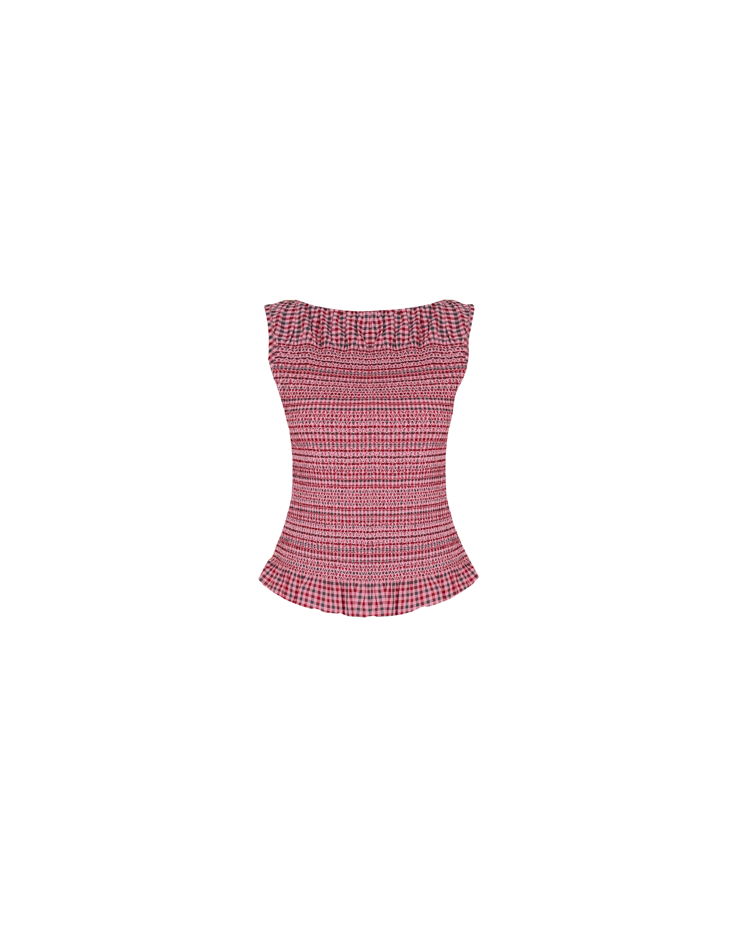 ANASTASIA TANK PINK PETROL GINGHAM | RUBY