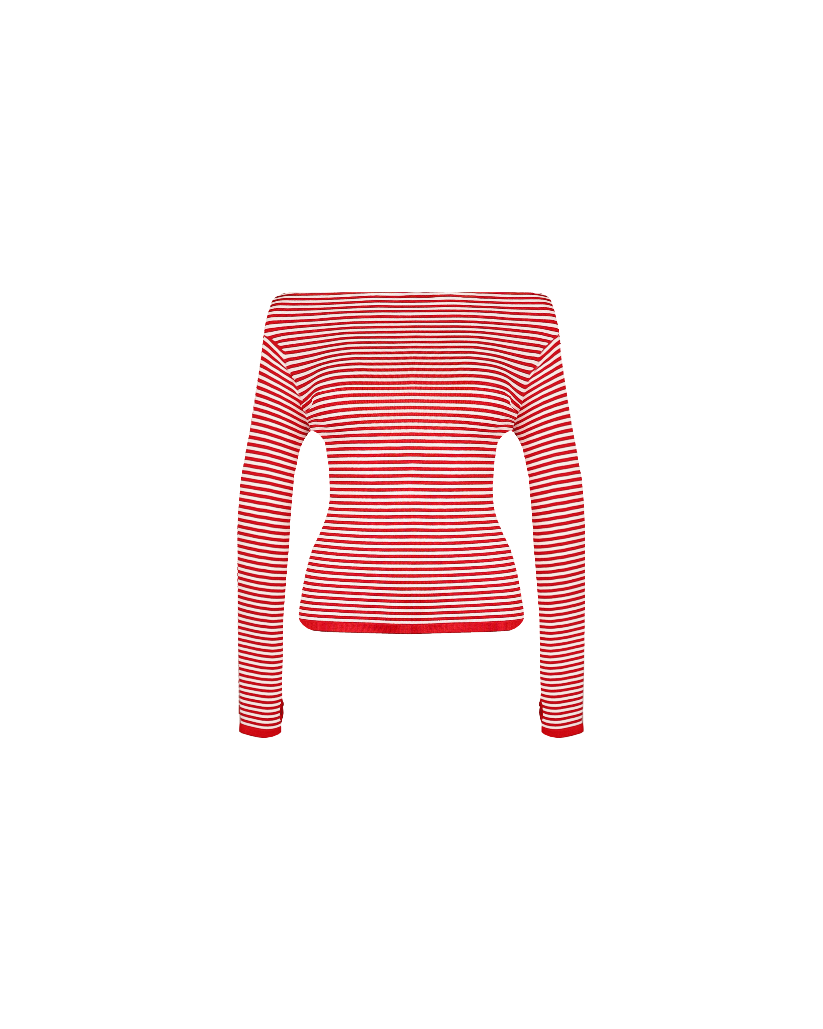EMMA KNIT LONG SLEEVE RED WHITE STRIPE | RUBY