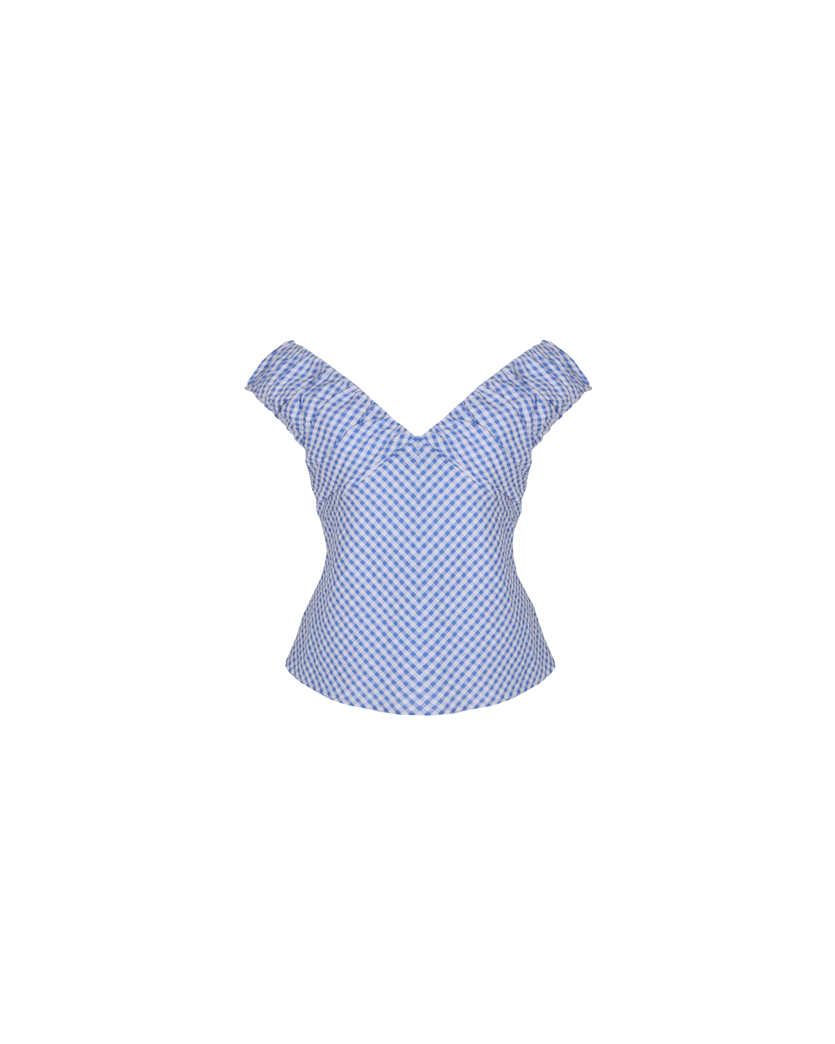 RAQUEL TOP BLUE GINGHAM | RUBY