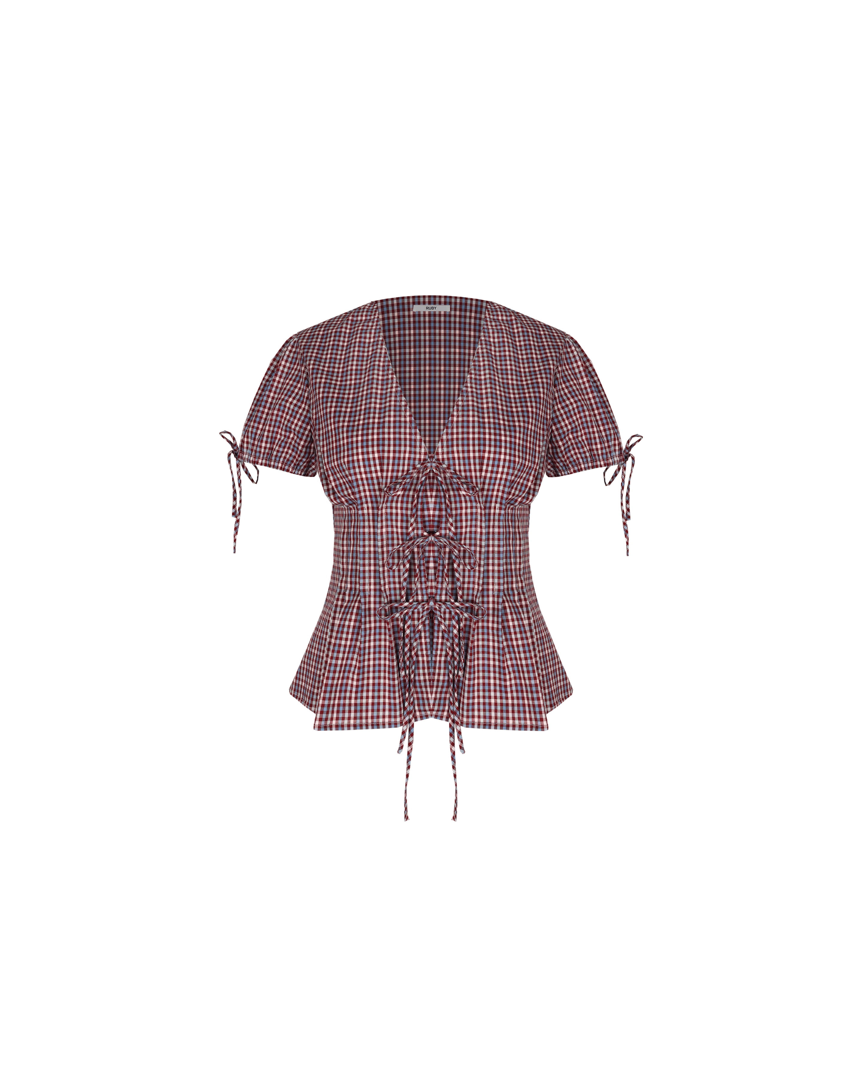 SIMONA BLOUSE BLUE WINE GINGHAM | RUBY
