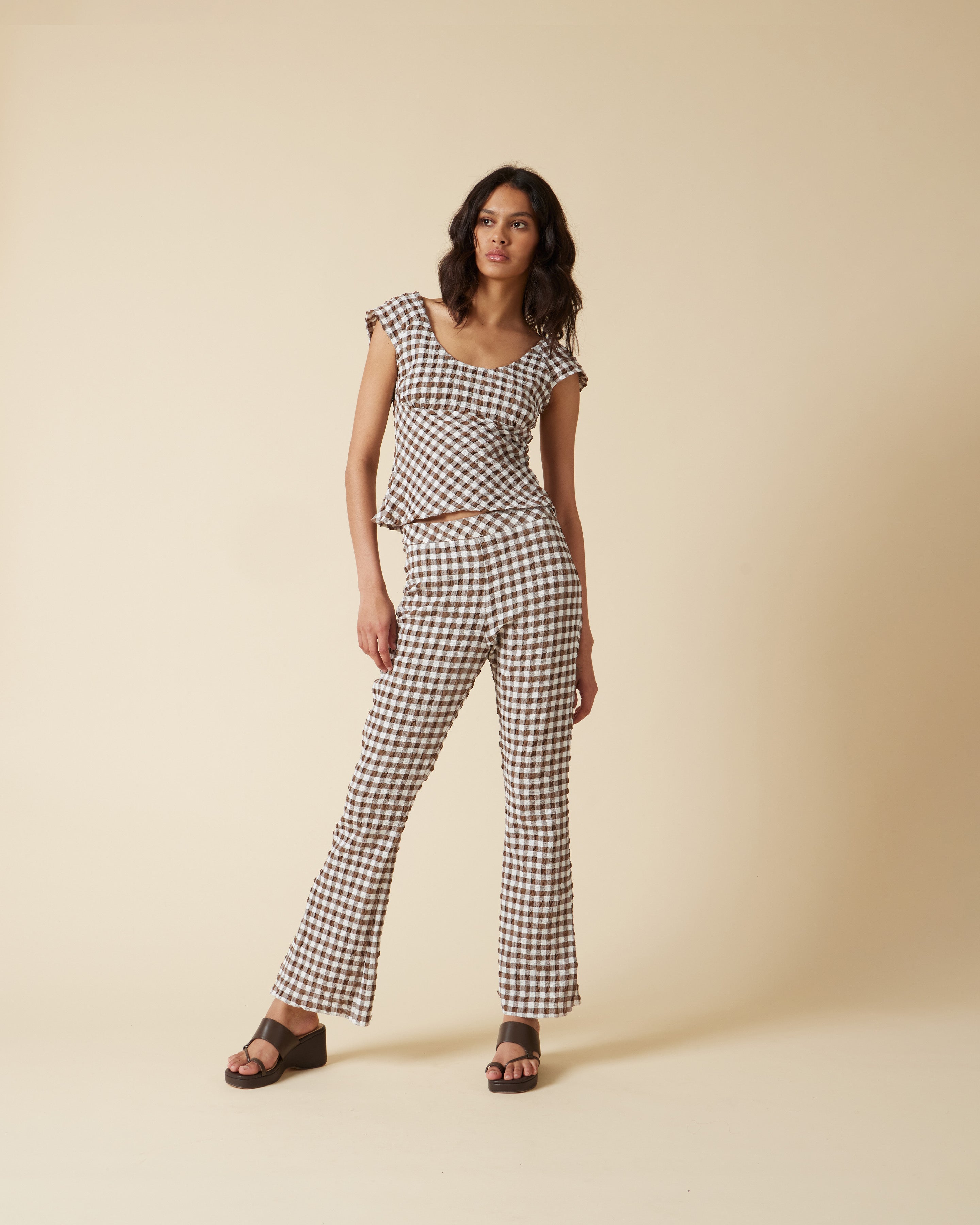 PRISM PANT BROWN GINGHAM | RUBY