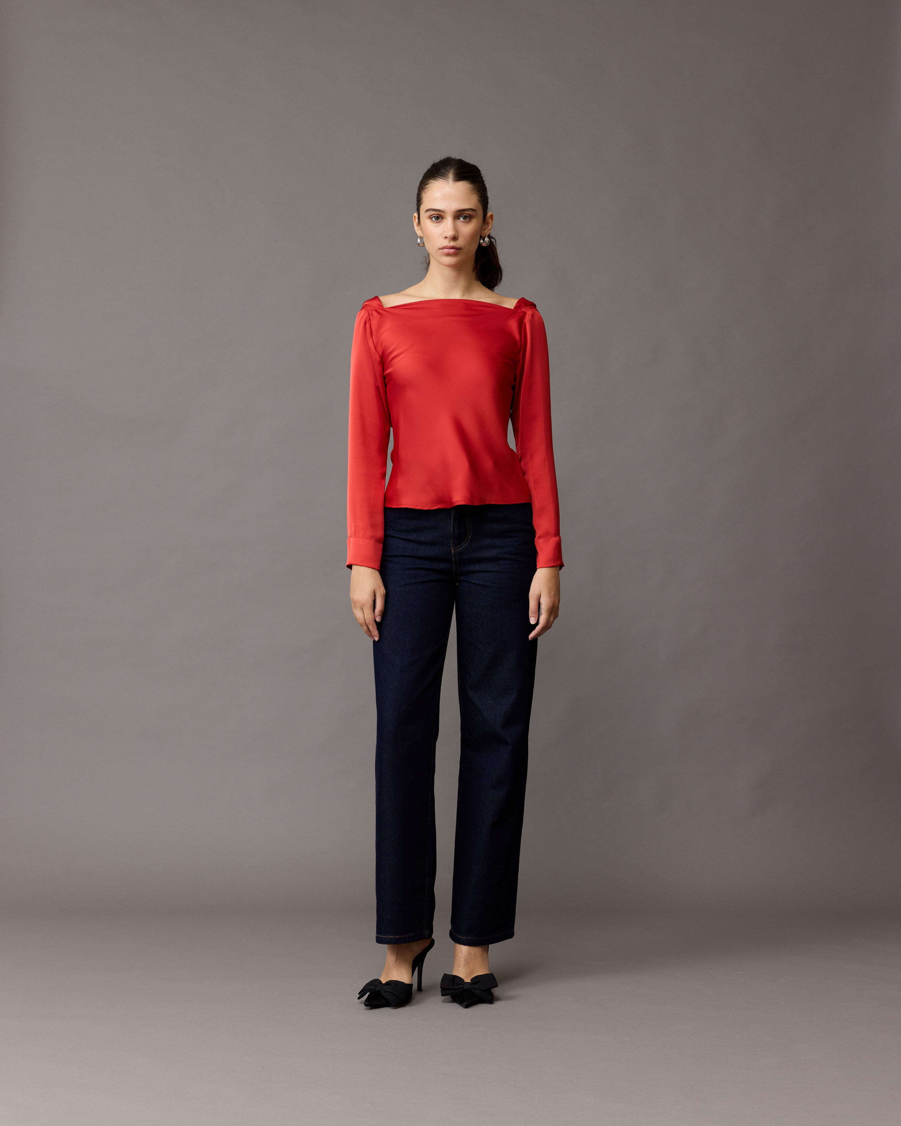 FIREBIRD SATIN COWL TOP CHILLI | RUBY