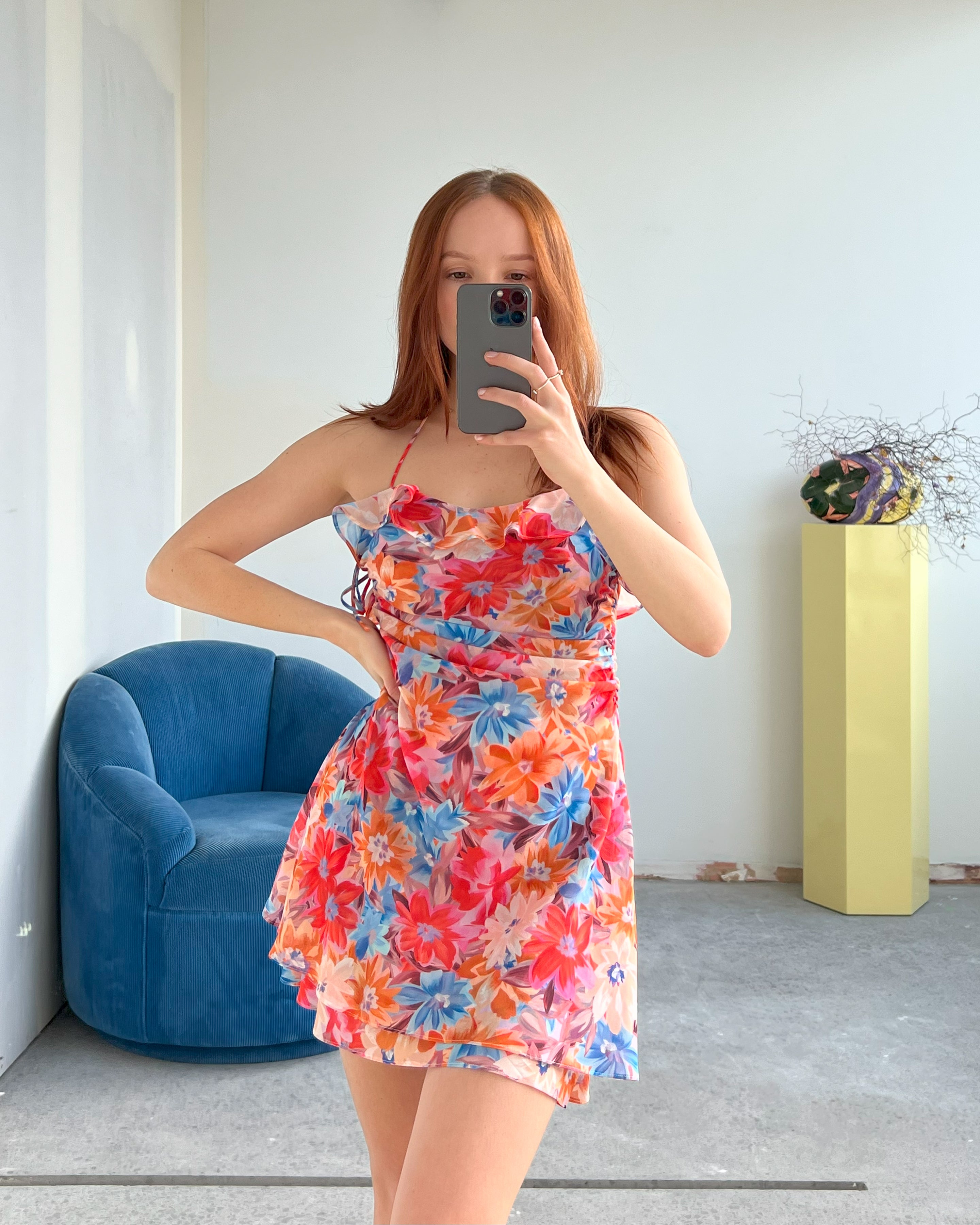 RSR SAMPLE 3029 SENSE RUFFLE MINI DRESS | RUBY