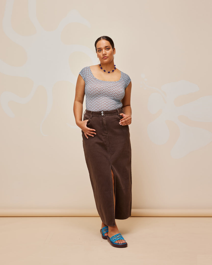 RAFFIA DENIM SKIRT JAVA | RUBY