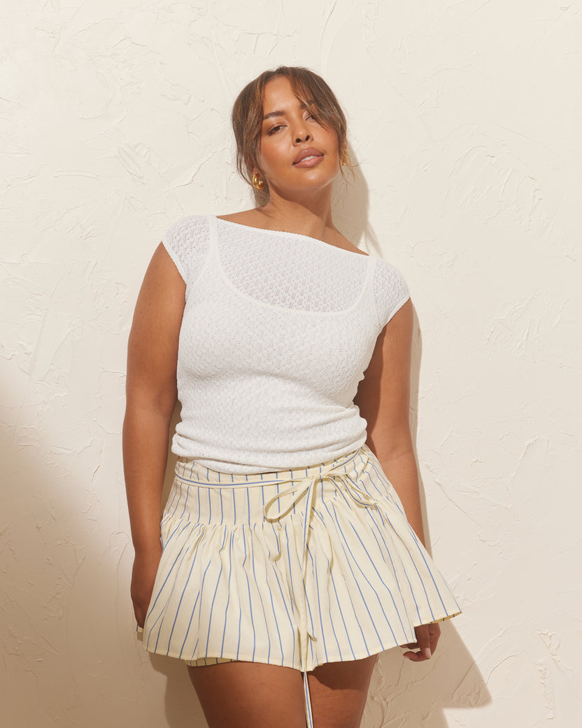 EMMA KNIT TOP WHITE LACE | RUBY