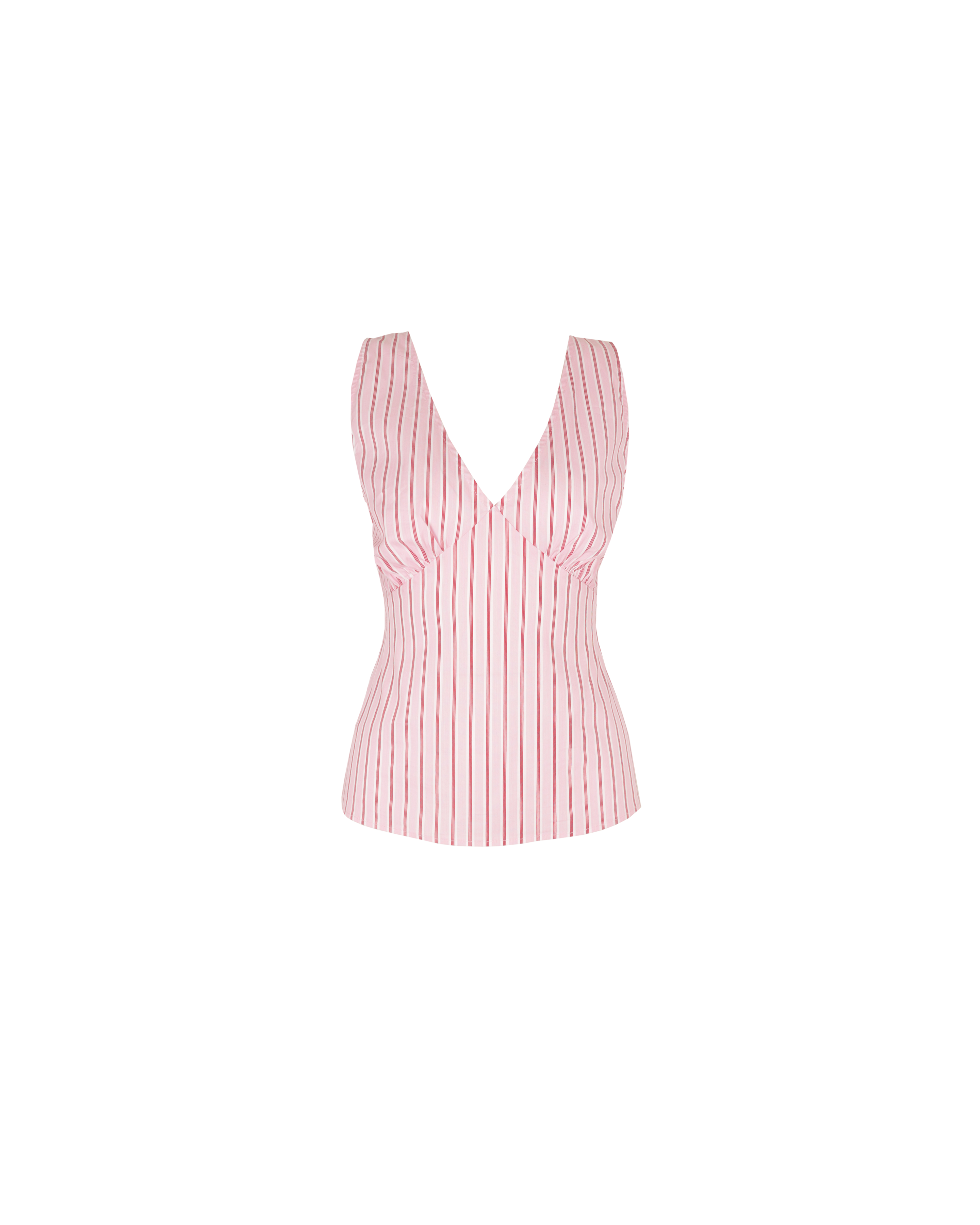 EDDIE TOP PINK RED STRIPE | RUBY