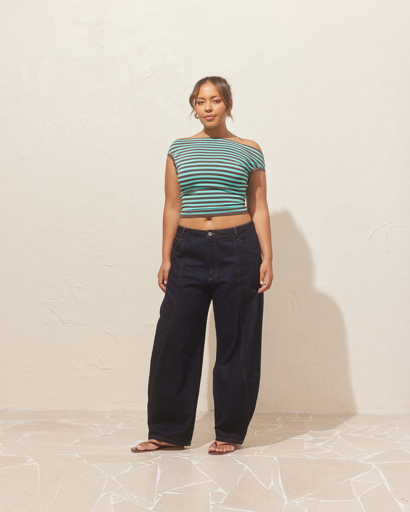 EMMA KNIT TOP MINT CHOC STRIPE | RUBY