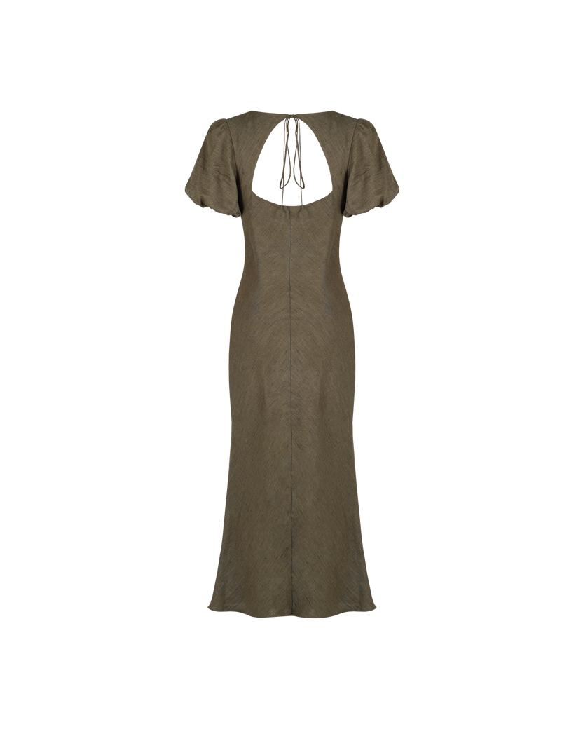 KOS LINEN DRESS KHAKI | RUBY