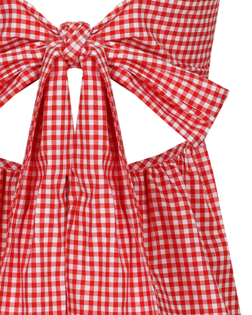 MARGIE TIE-BACK TOP RED GINGHAM | RUBY