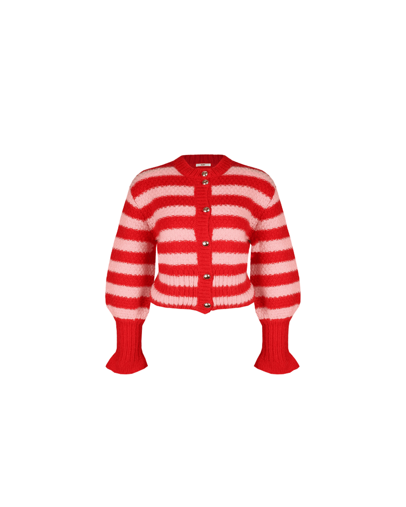 MATILDA CARDIGAN PINK CHERRY STRIPE | RUBY