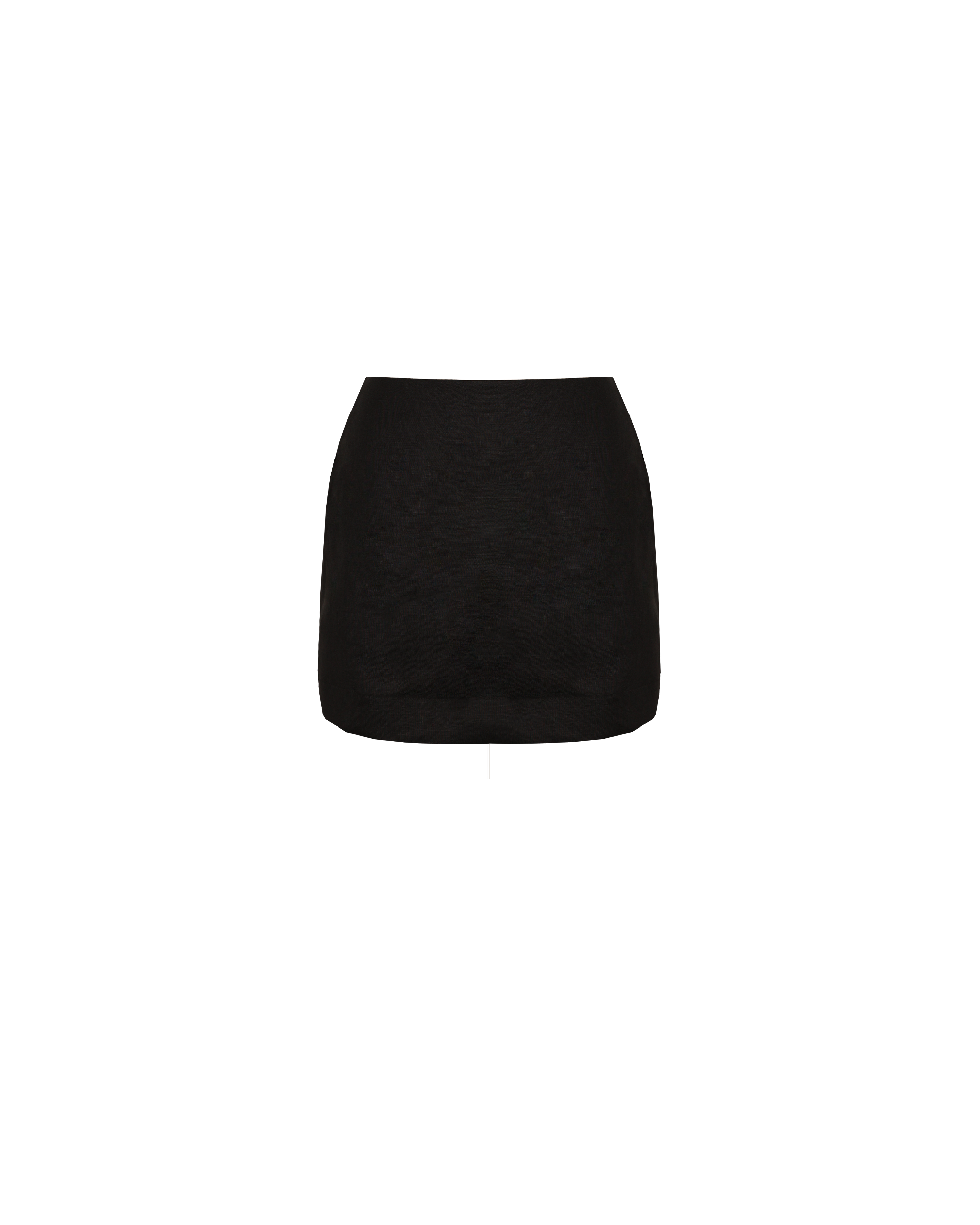 MORGAN LINEN MINI SKIRT BLACK | RUBY
