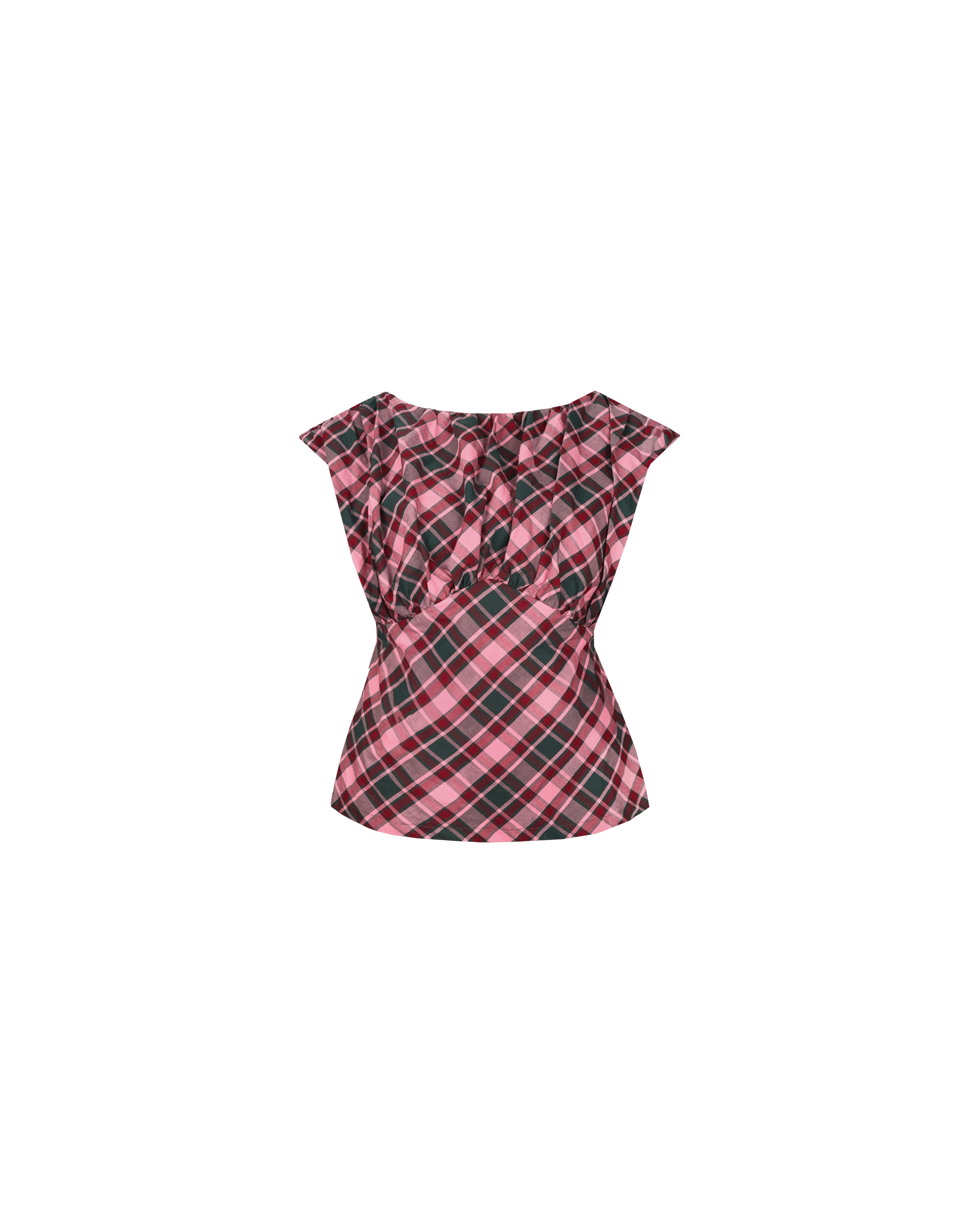 ISOBEL TOP PINK PETROL TARTAN | RUBY