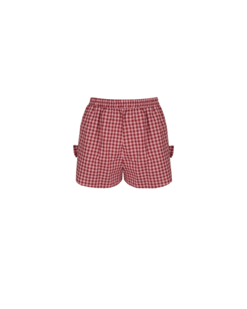 RAQUEL BOW SHORT PINK BURGUNDY GINGHAM | RUBY