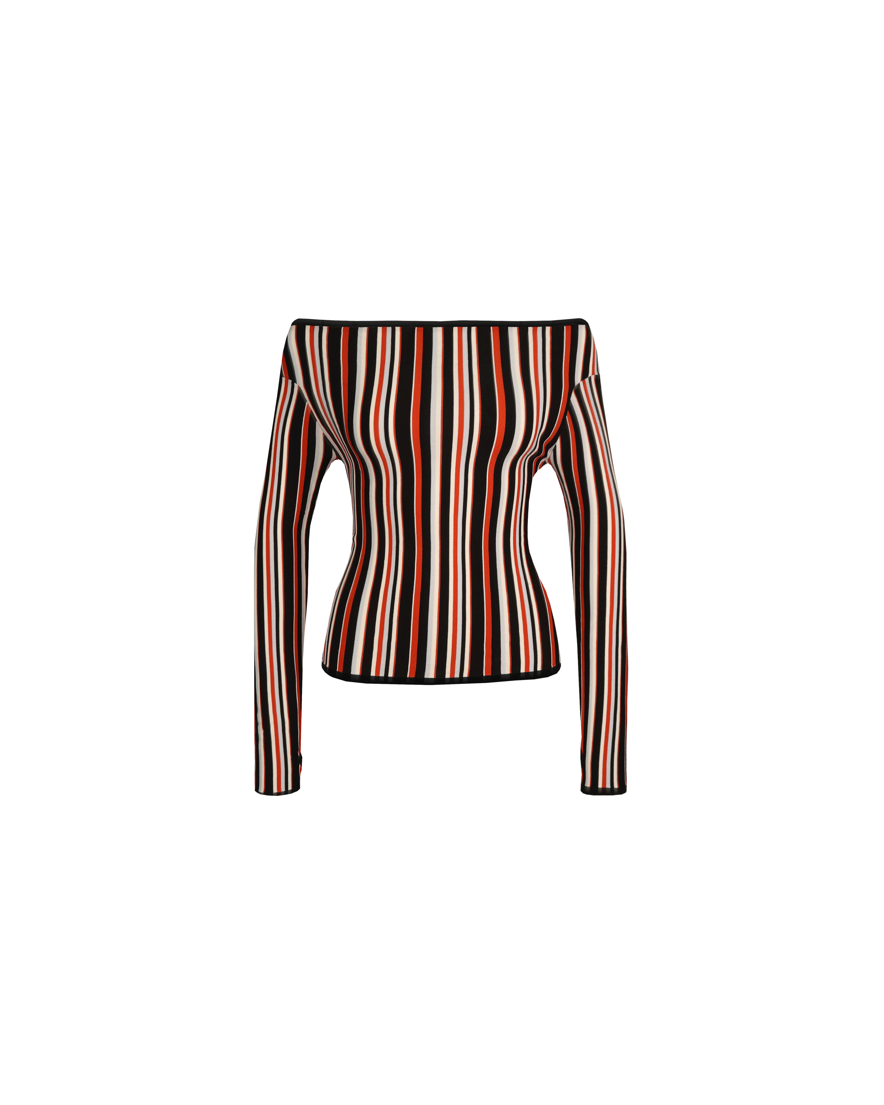 EMMA KNIT LONG SLEEVE RETRO BLACK STRIPE | RUBY