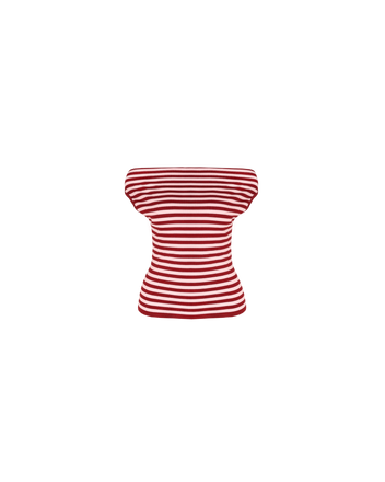 EMMA KNIT TOP PINK BURGUNDY STRIPE | RUBY