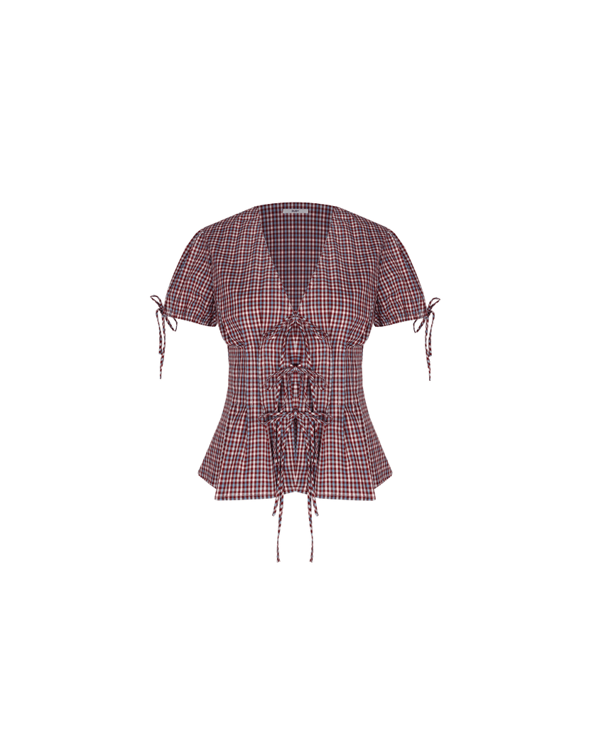 SIMONA BLOUSE BLUE WINE GINGHAM | RUBY