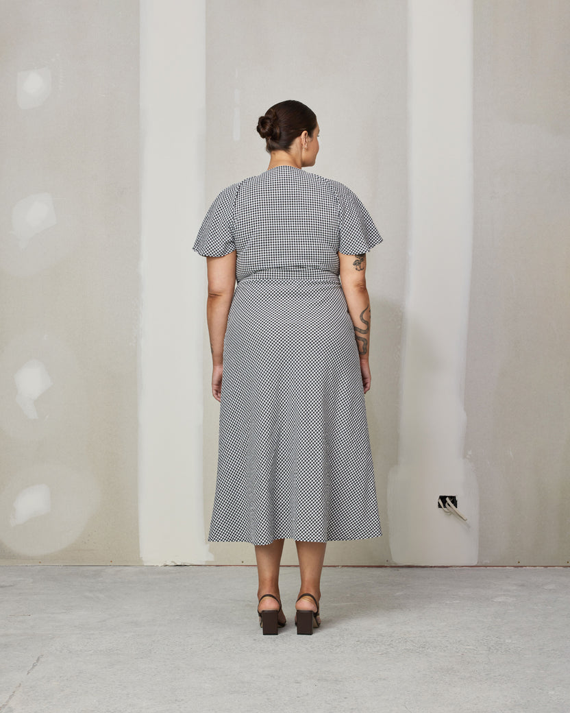 CLOVER MIDI DRESS BLACK GINGHAM | RUBY