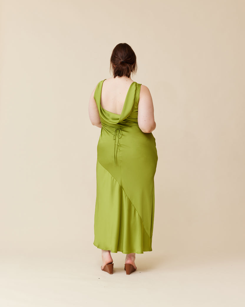 FIREBIRD COWL GOWN PEA GREEN | RUBY