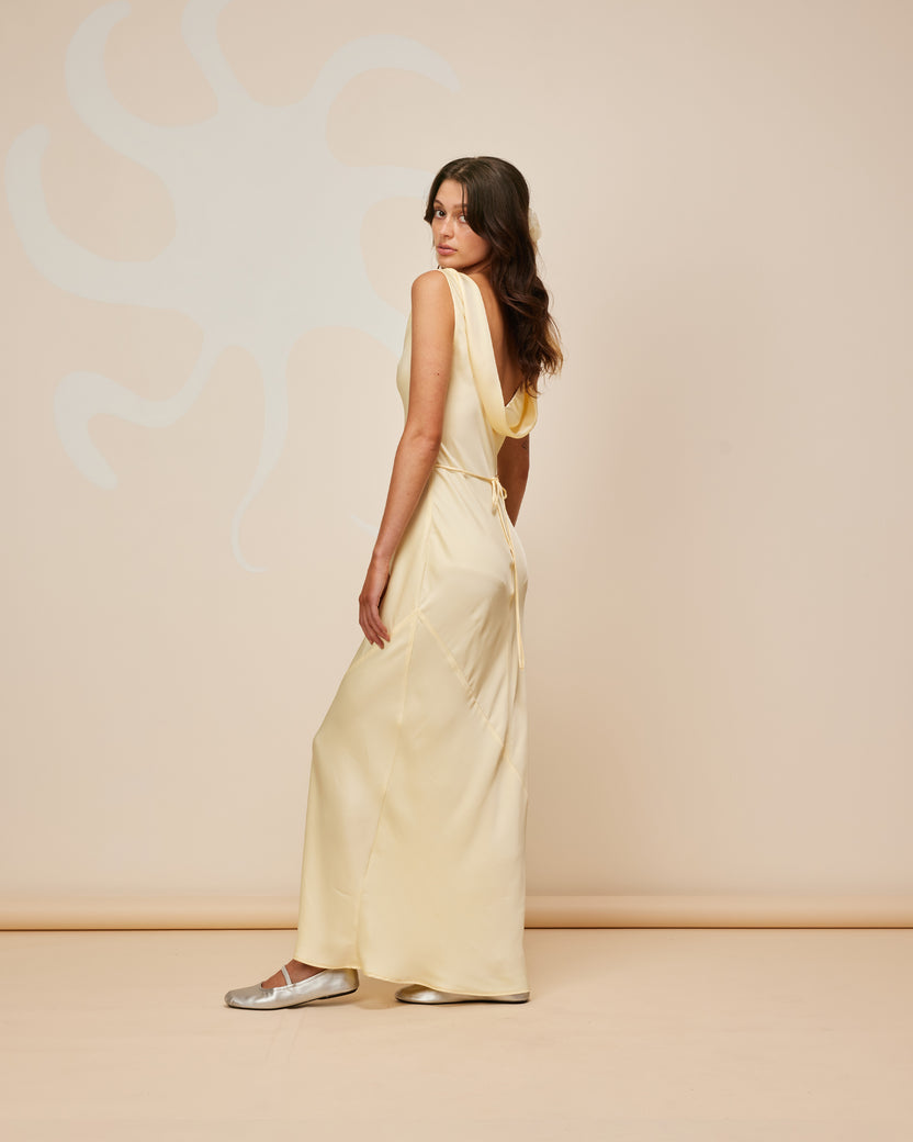 FIREBIRD COWL GOWN BUTTER | RUBY