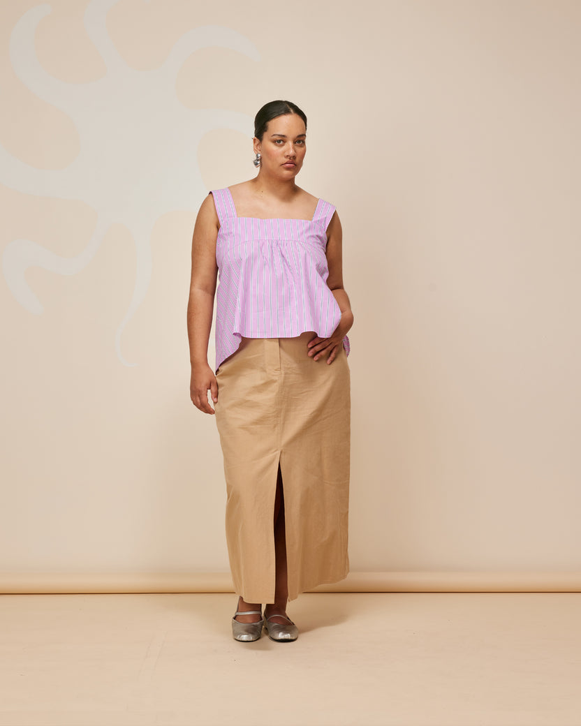 MARGIE TIE-BACK TOP PINK STRIPE | RUBY