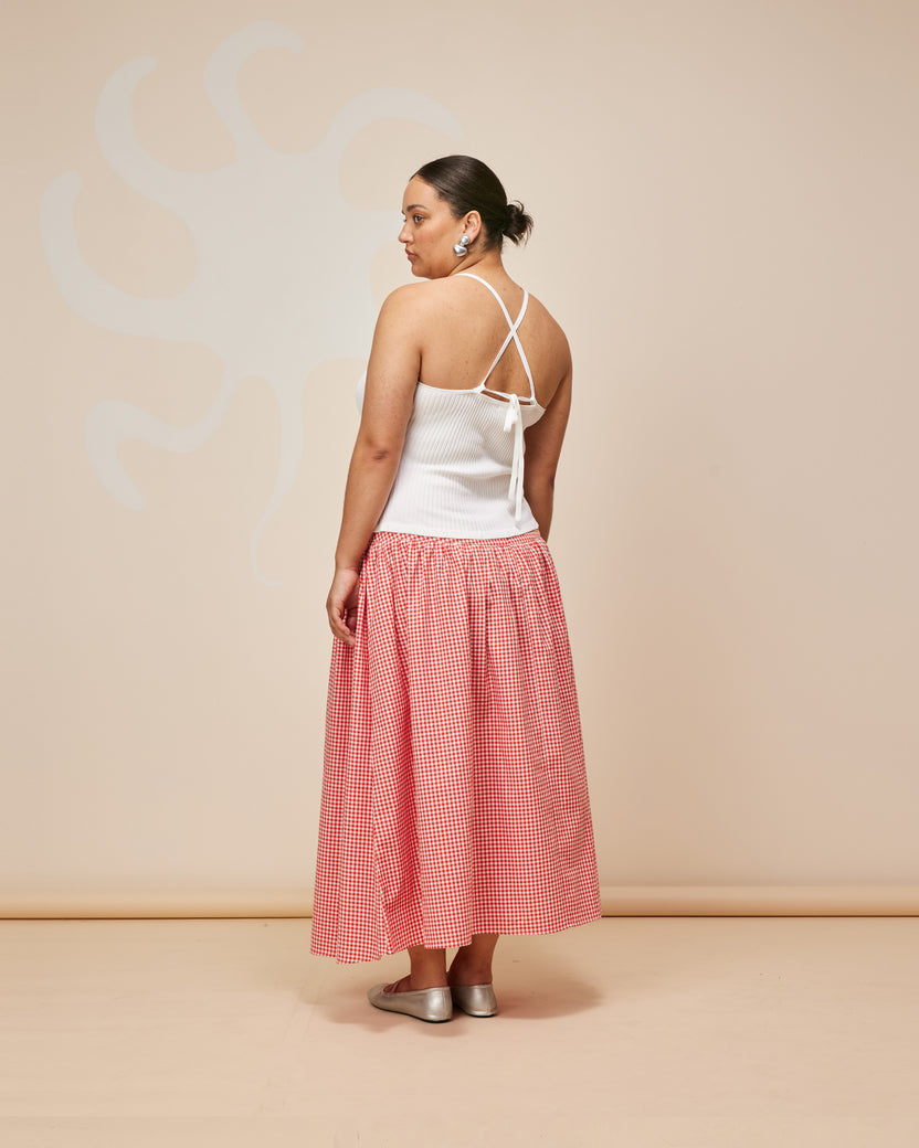 TRULLI SKIRT RED GINGHAM | RUBY