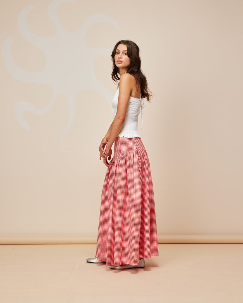 TRULLI SKIRT RED GINGHAM | RUBY