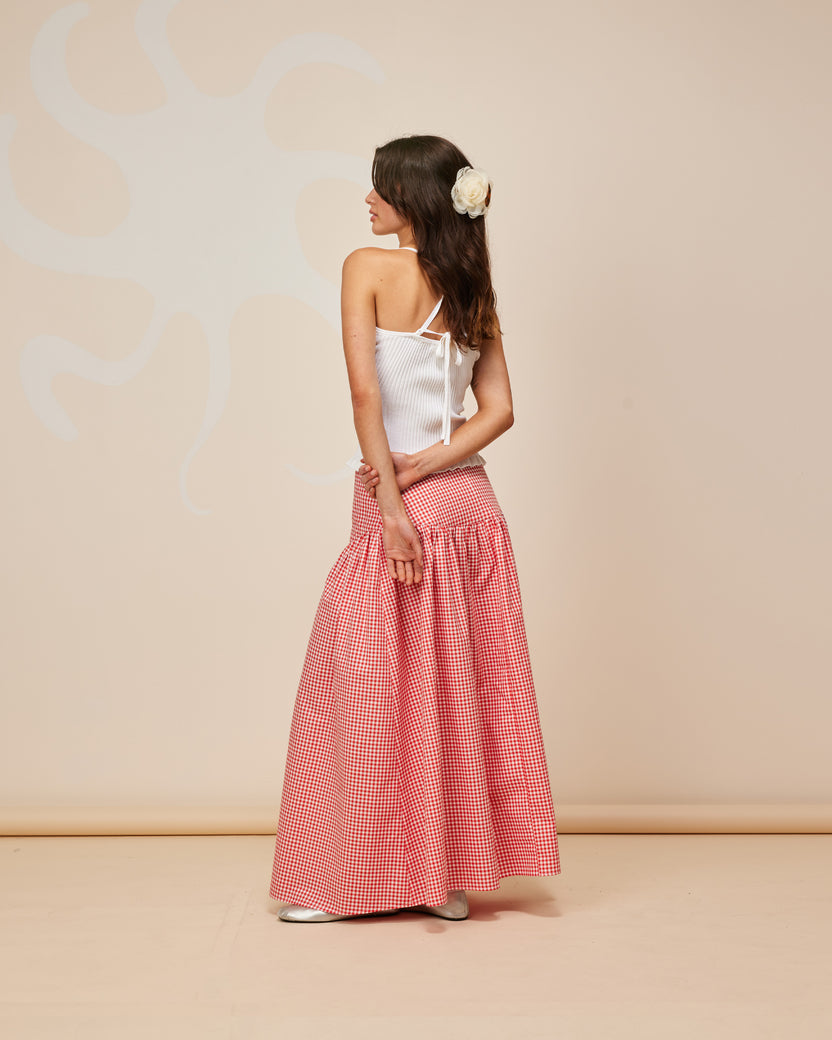 TRULLI SKIRT RED GINGHAM | RUBY