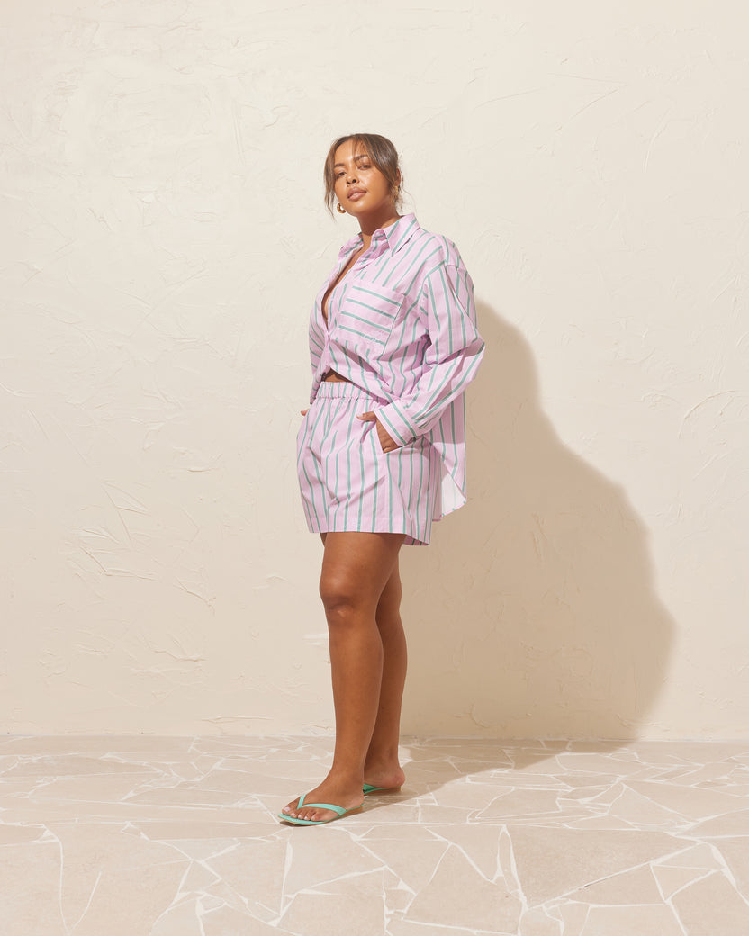 IDA SHORT PINK APPLE STRIPE | RUBY