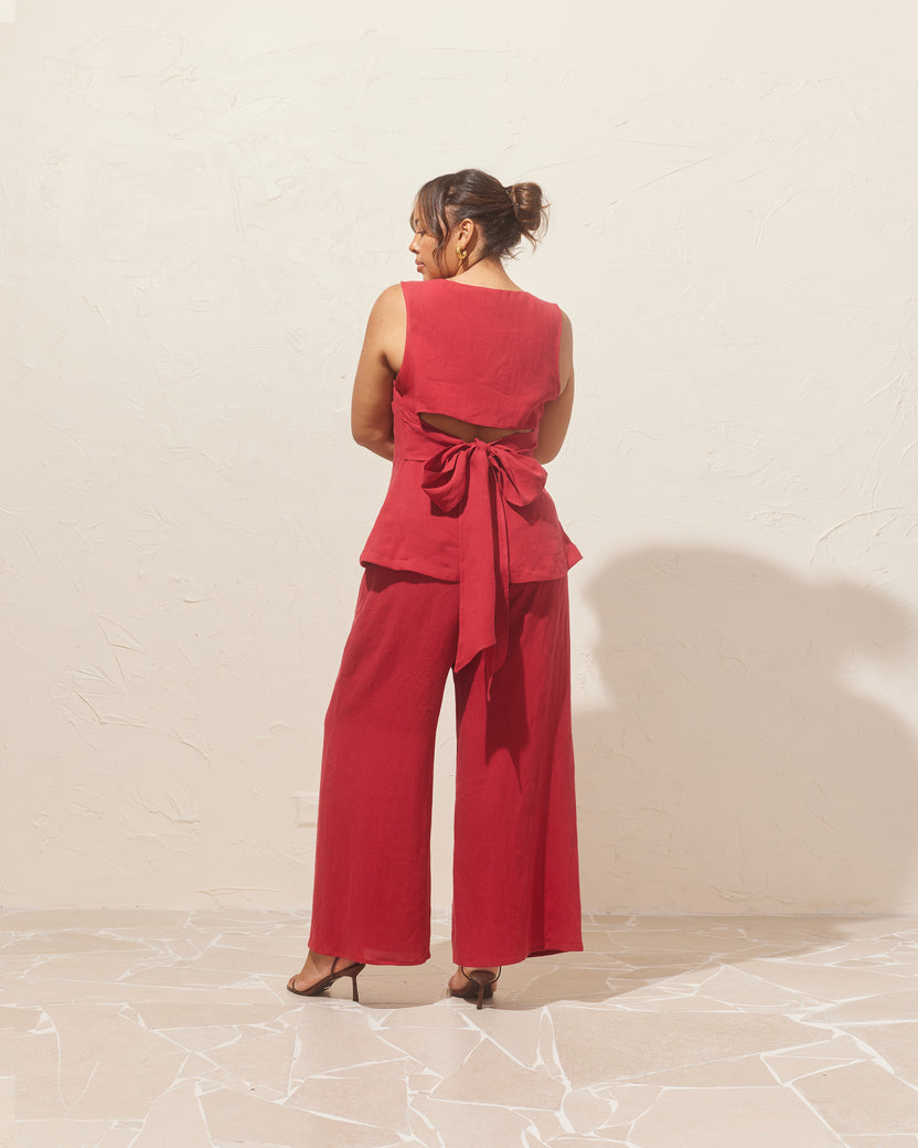 ANDIE LINEN PANT SANGRIA | RUBY