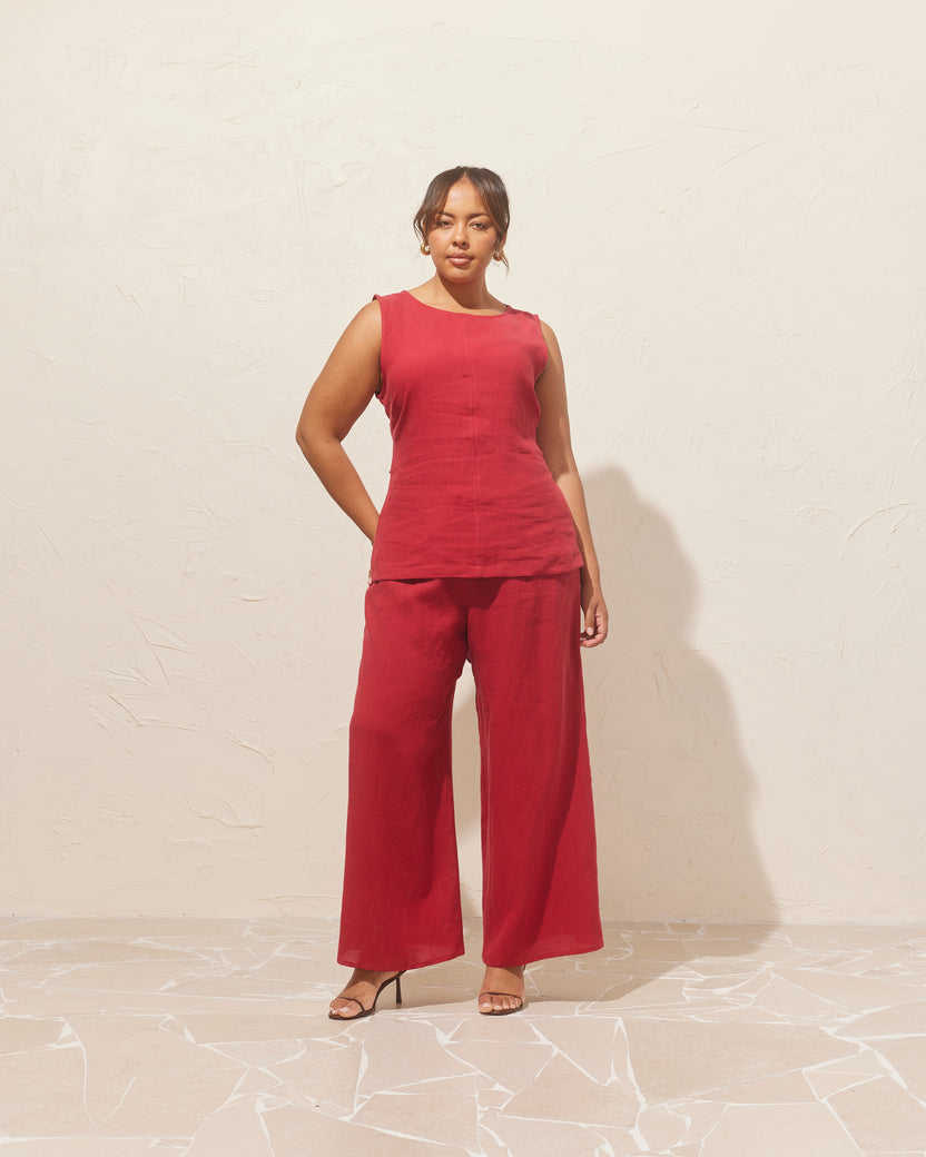 ANDIE LINEN PANT SANGRIA | RUBY