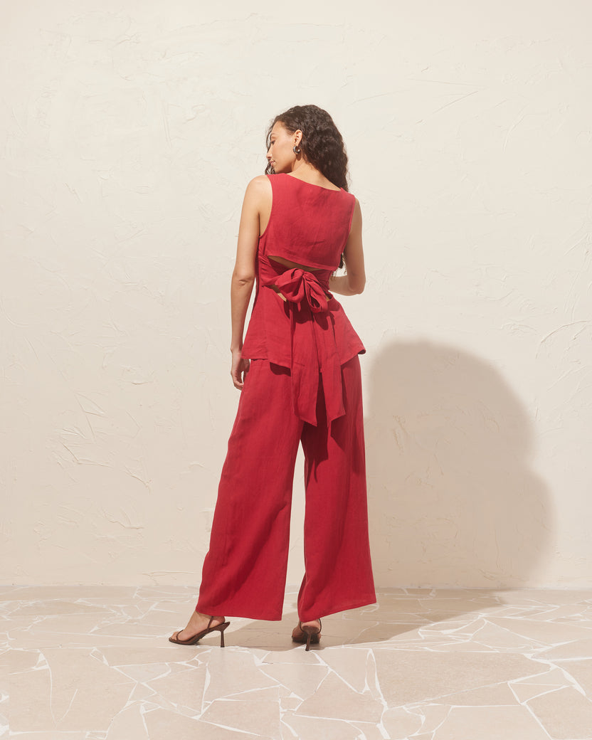 ANDIE LINEN PANT SANGRIA | RUBY