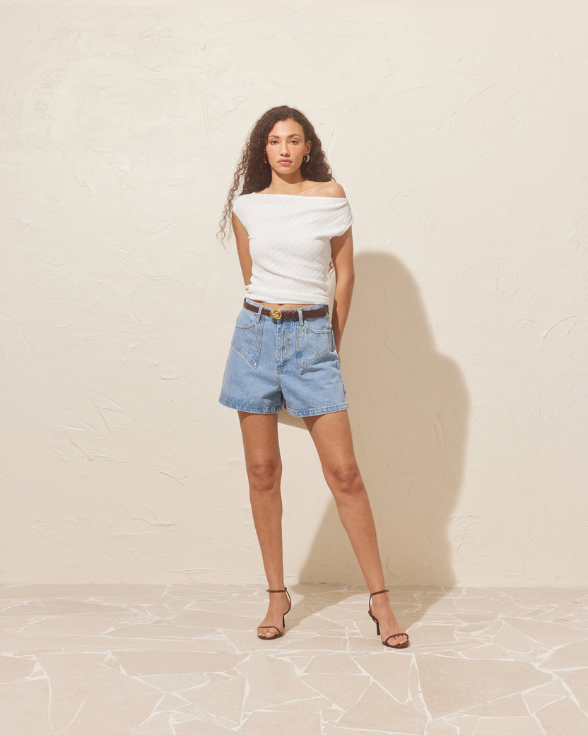 CLOVER DENIM SHORT BLUE | RUBY