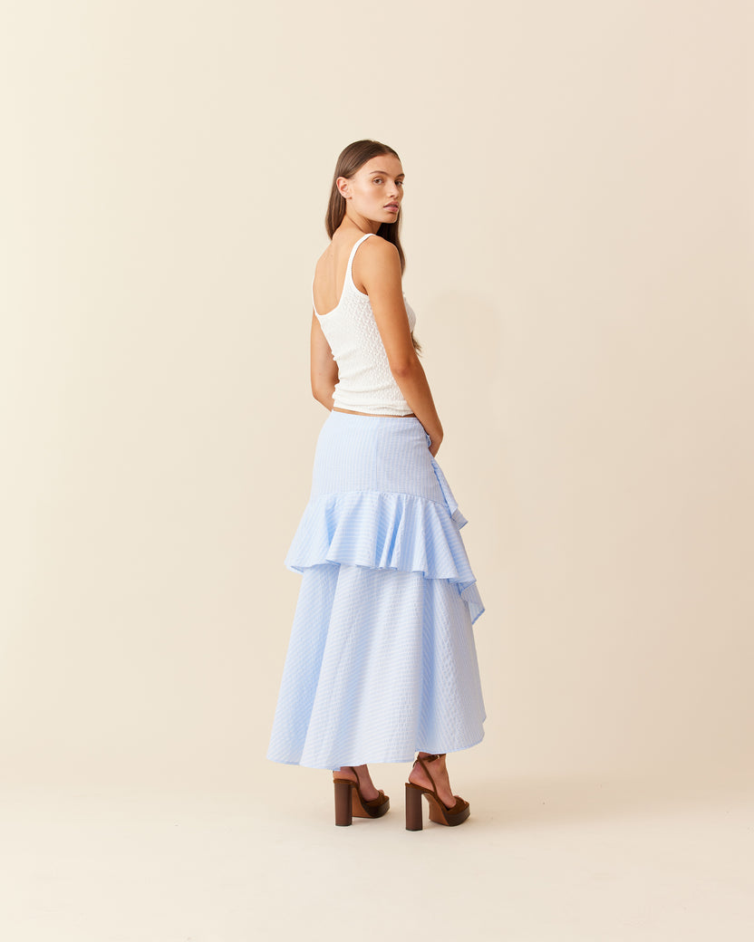 MONACO MIDI SKIRT BLUE STRIPE | RUBY