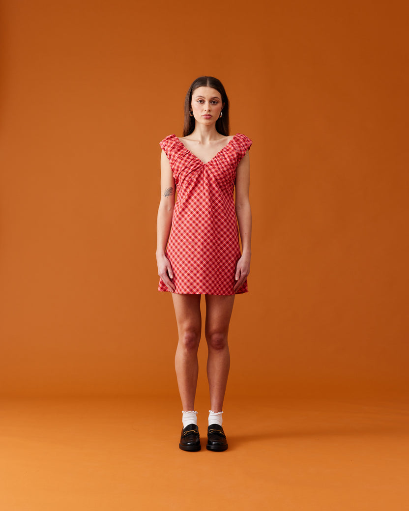 RAQUEL MINI DRESS RED TARTAN | RUBY