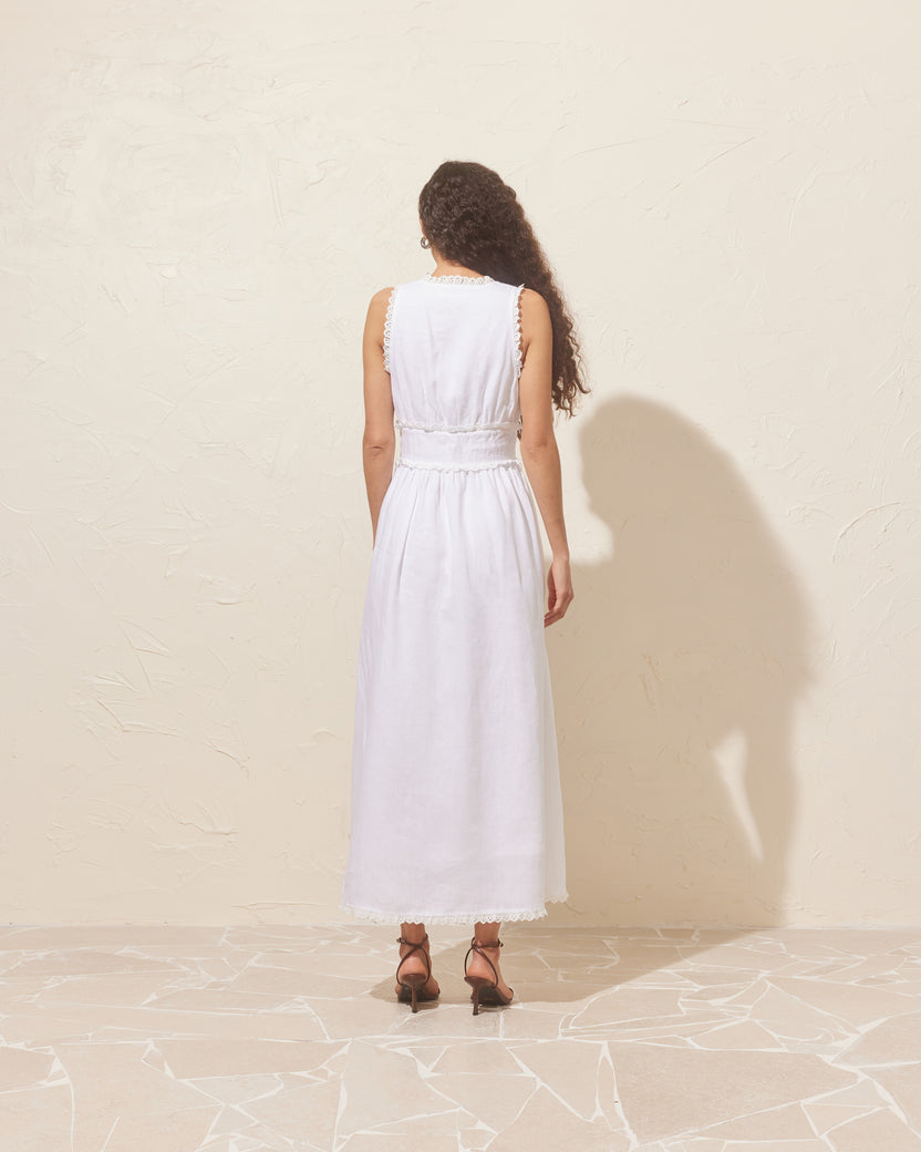 BENNY TIE DRESS WHITE | RUBY