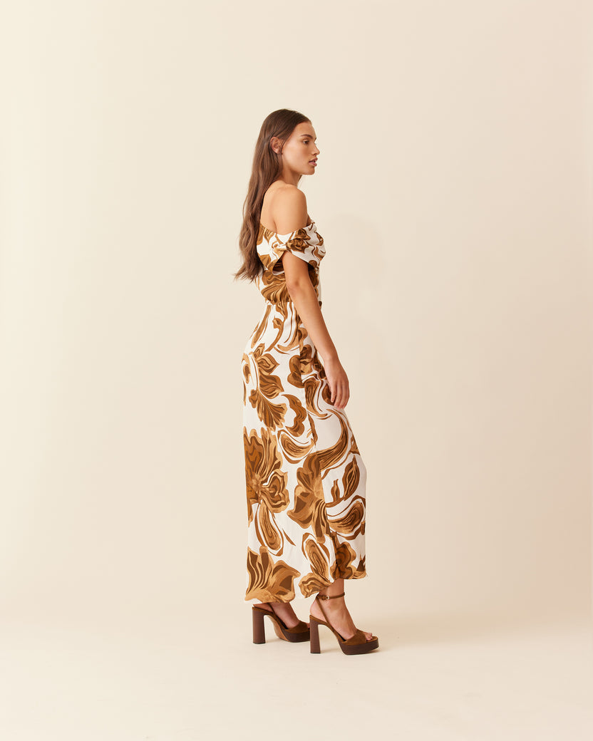 MELON MAXI DRESS COSMOS FLORAL | RUBY