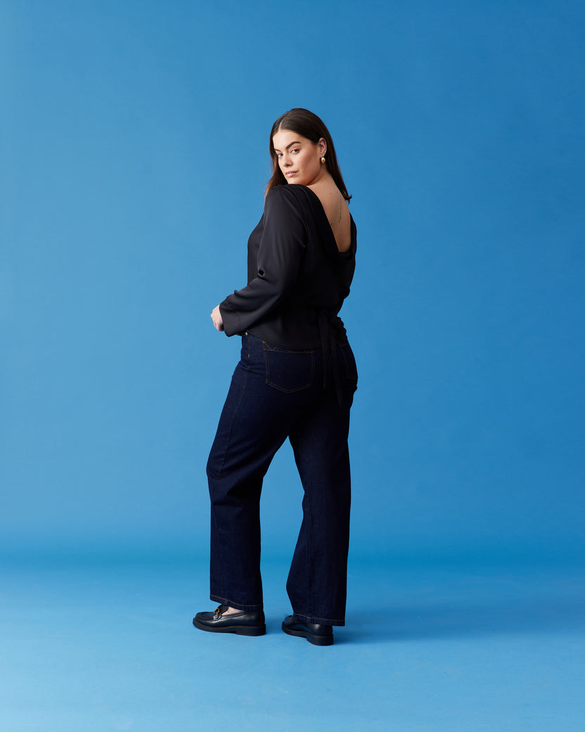 FIREBIRD SATIN COWL TOP BLACK | RUBY