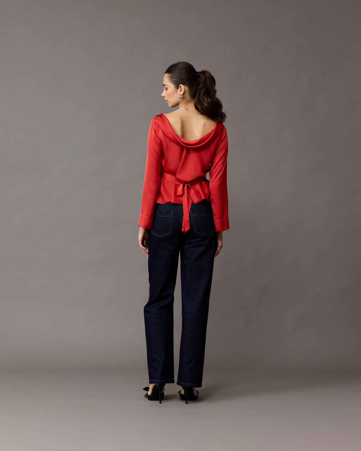 FIREBIRD SATIN COWL TOP CHILLI | RUBY