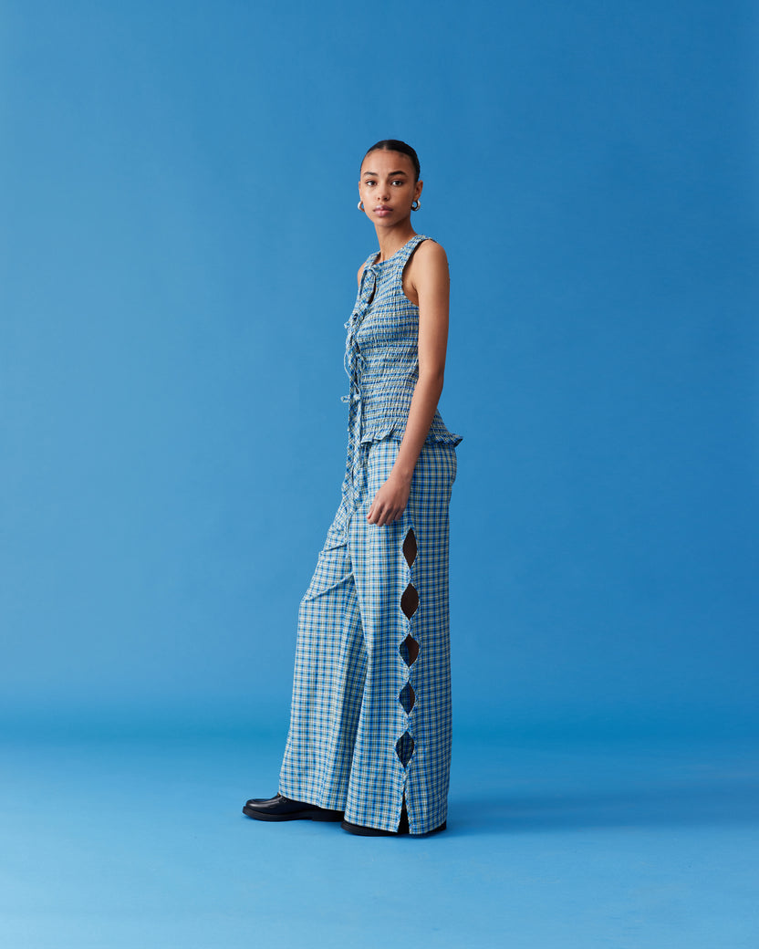TRULLI PANT BLUE YELLOW CHECK | RUBY