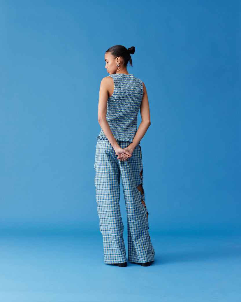 TRULLI PANT BLUE YELLOW CHECK | RUBY