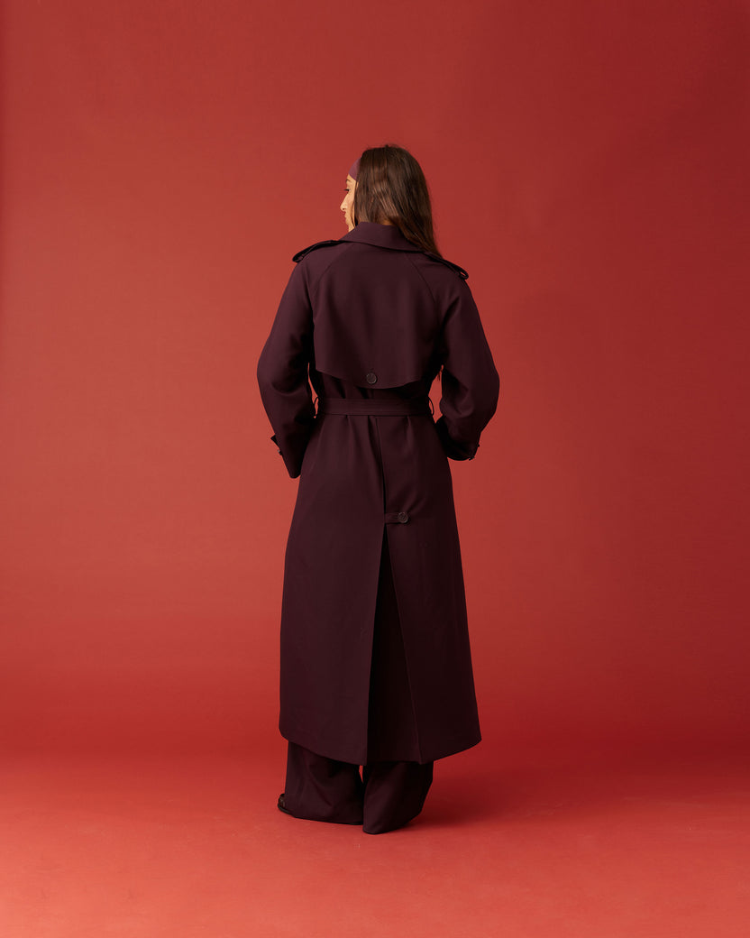 ANNIE TRENCH COAT DEEP PLUM | RUBY
