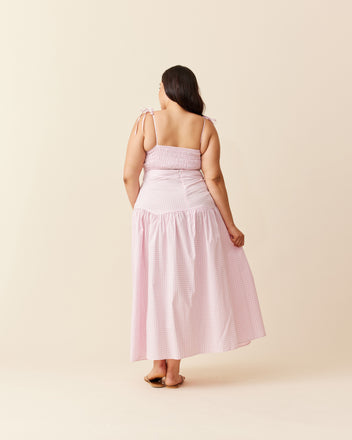TRULLI MAXI DRESS PINK GINGHAM | RUBY
