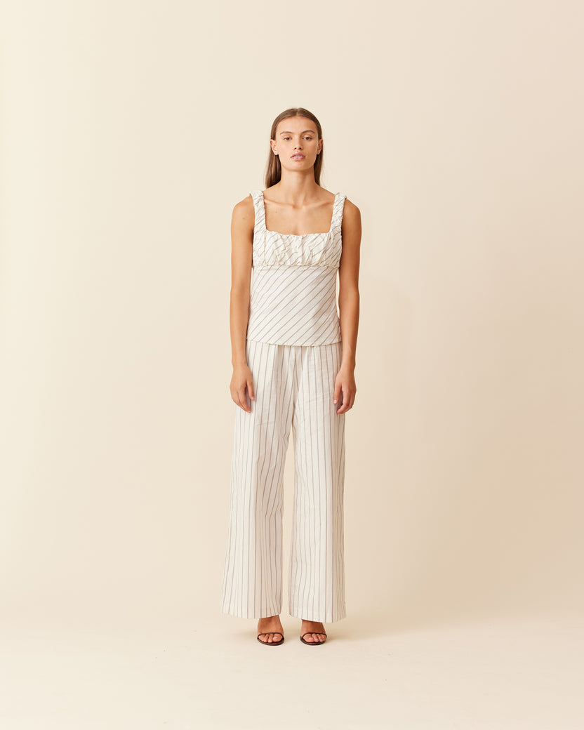 SONNY PANT COFFEE CREAM STRIPE | RUBY