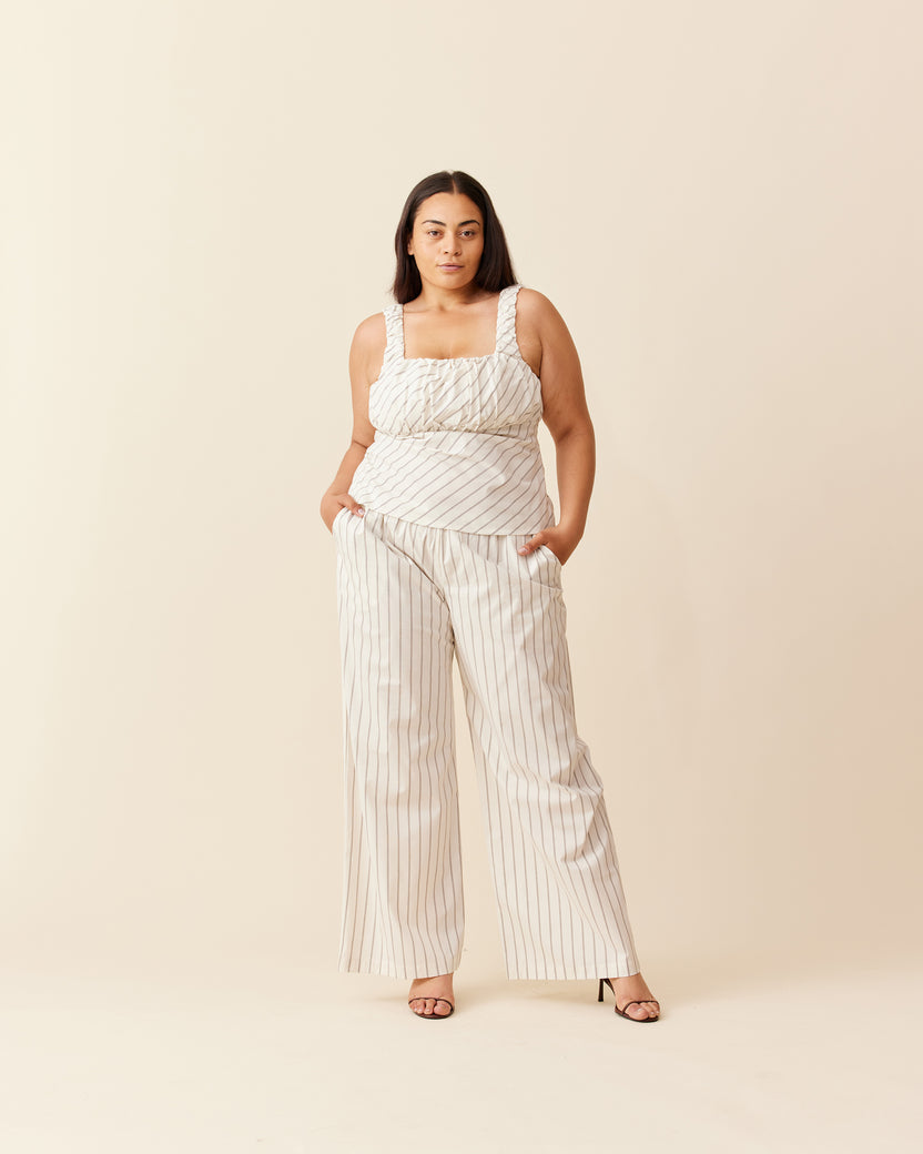 SONNY PANT COFFEE CREAM STRIPE | RUBY