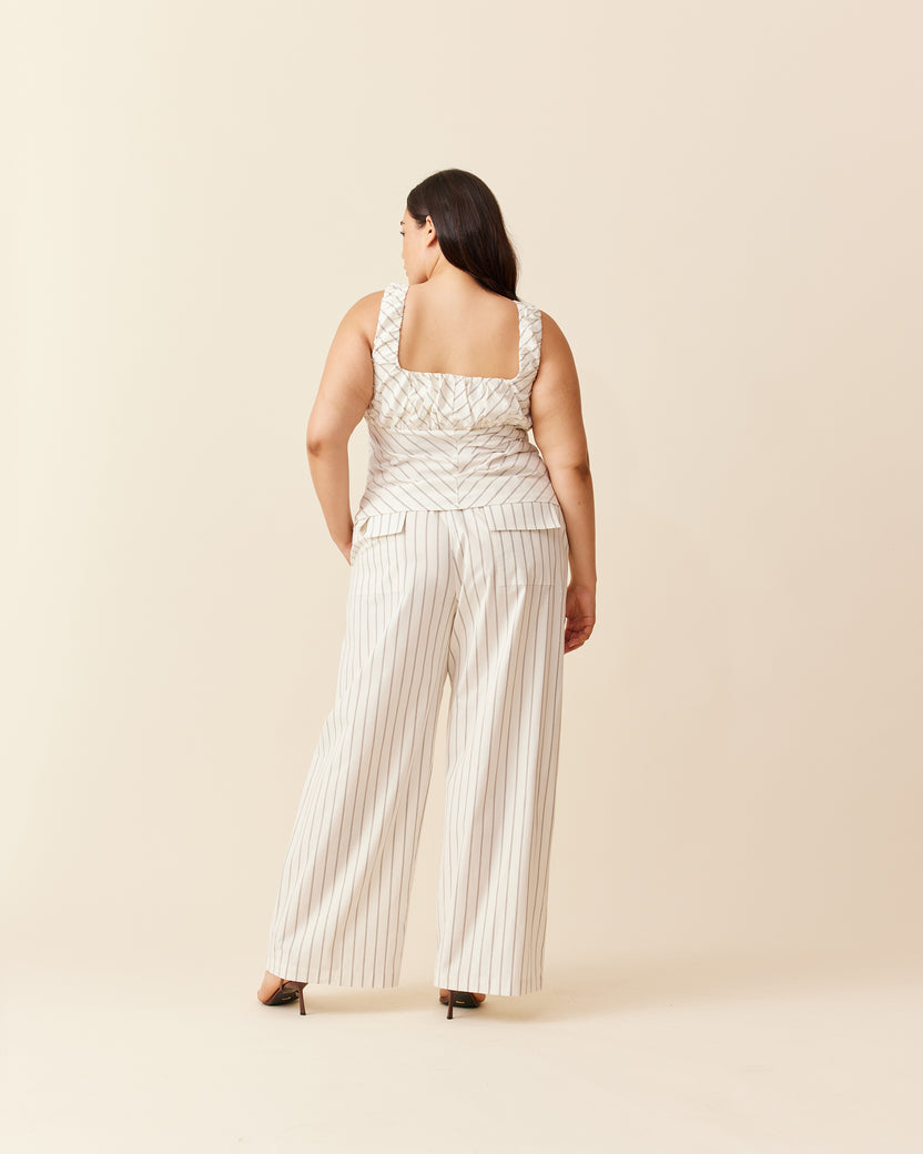 SONNY PANT COFFEE CREAM STRIPE | RUBY