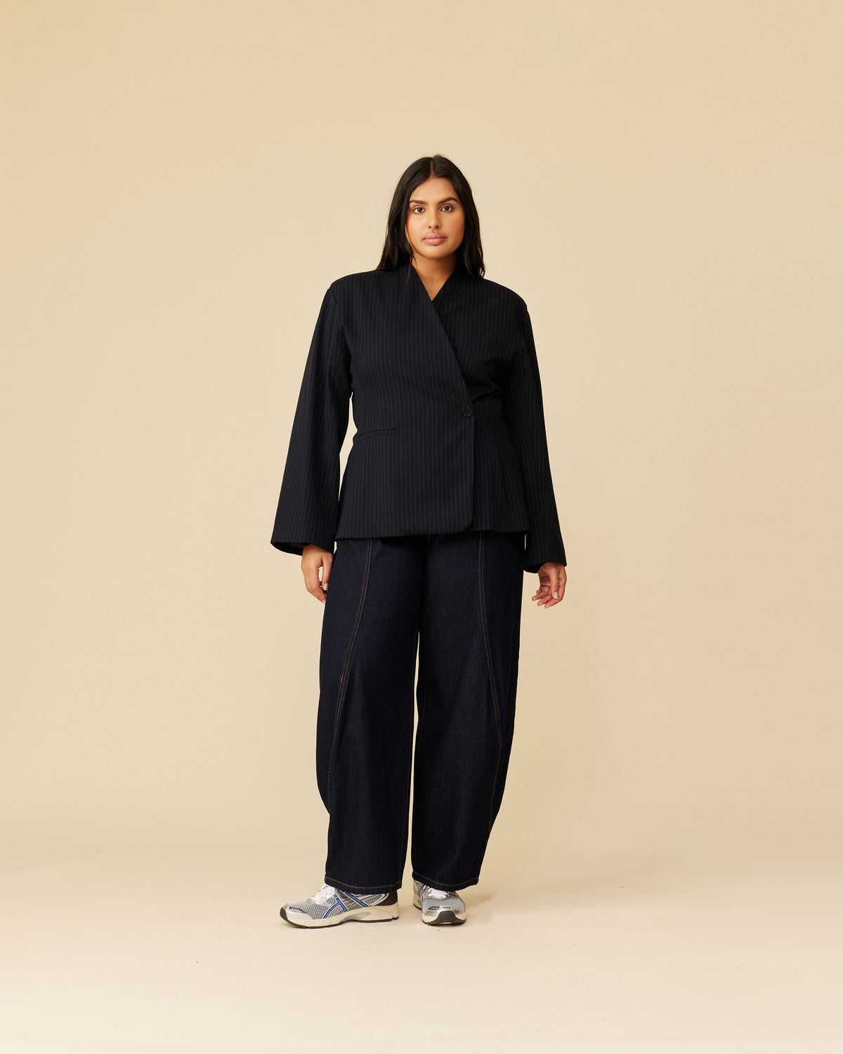 COCO BLAZER NAVY PINSTRIPE | RUBY