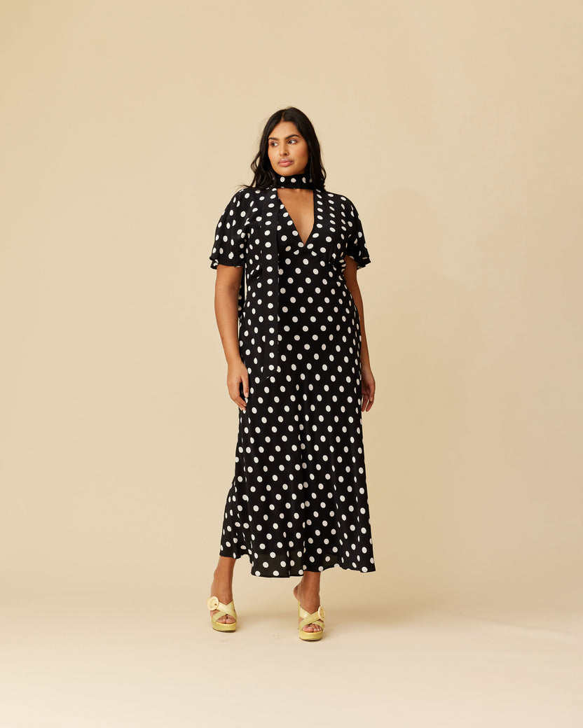 GLORIA SCARF DRESS POLKA DOT | RUBY