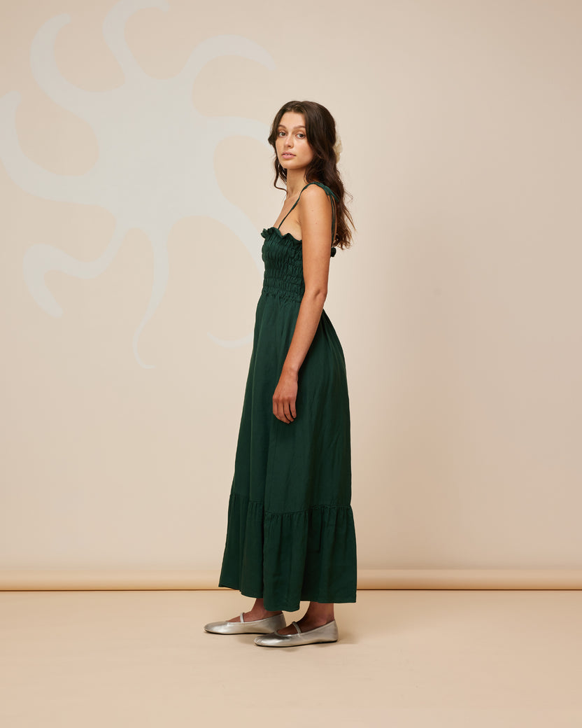 TUI SHIRRED DRESS EMERALD | RUBY